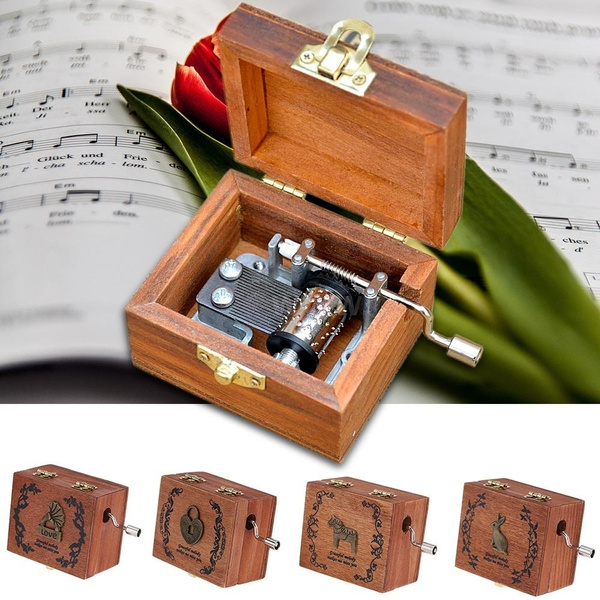 Exquisite Retro Wooden Musical Box Hand Crank Melody Spirited Away NEW ...