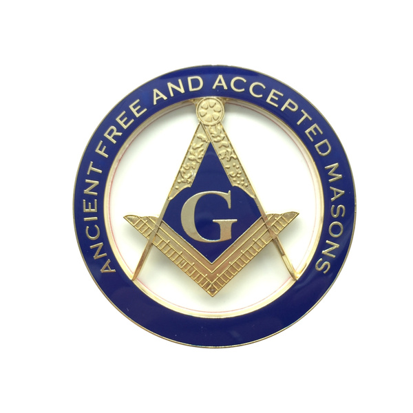 Masonic Car Emblem 3" Gold Plated Ancient Free And Accepted Masons Auto ...