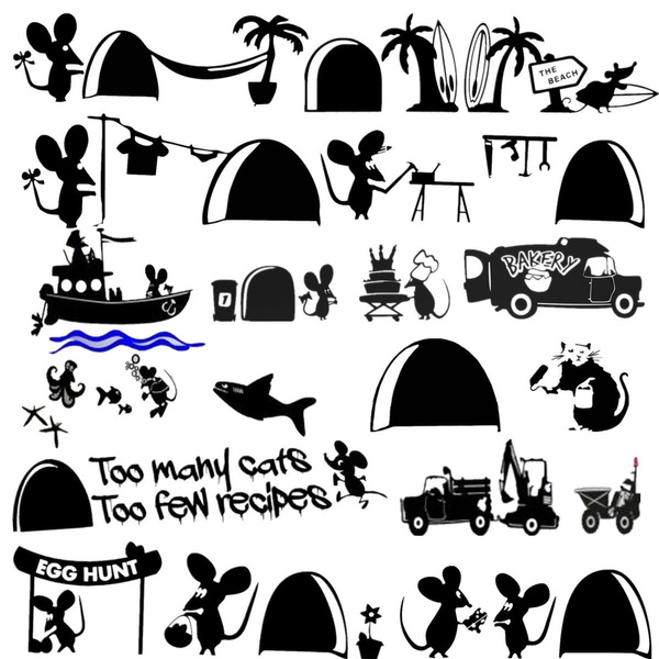 2Pcs Black Stickers Lover Mouse Cute Funny Travel Mice Car Window Auto ...