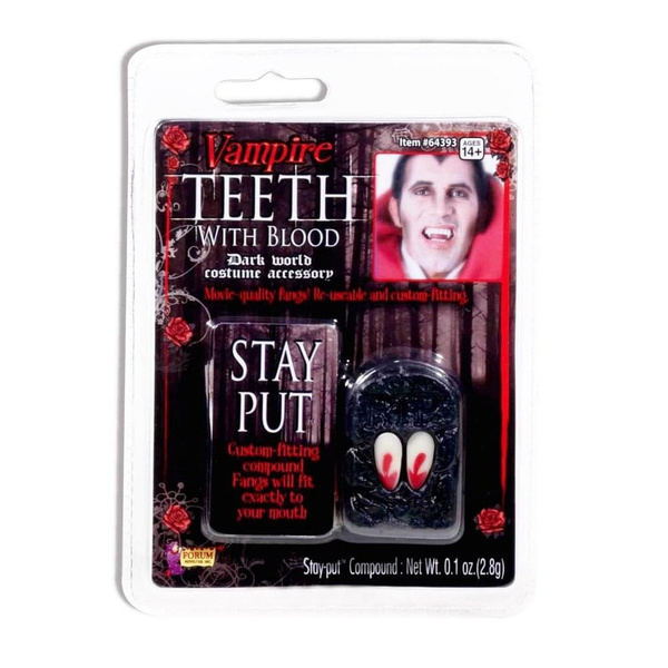 Vampire Costume Fangs With Blood | Wish