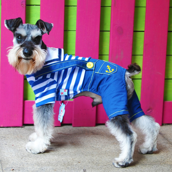 2016 new spring and summer Teddy Poodle clothing Navy sailor striped ...