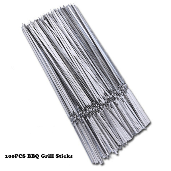100PCS BBQ Grill Sticks Barbecue Needle Kebab Kebob Stainless Steel ...