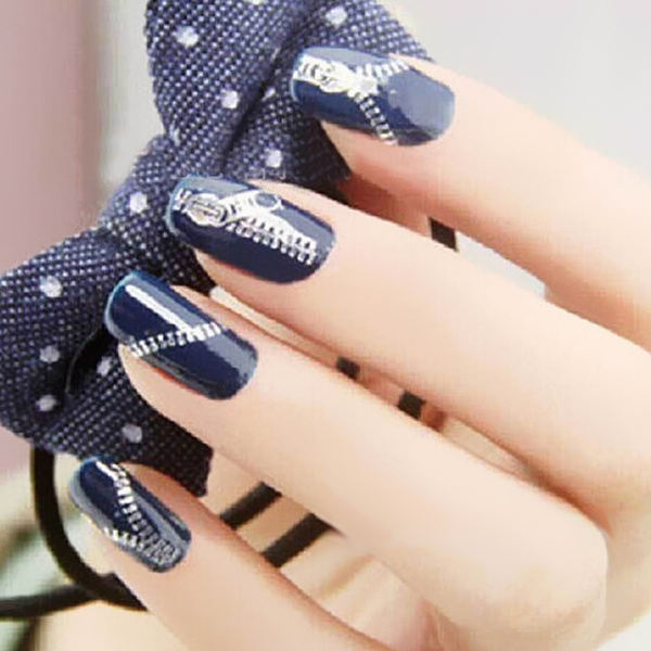 2 Sheet 3D Zipper Design Sticker Nail Art Decals Water Transfer Sticker ...