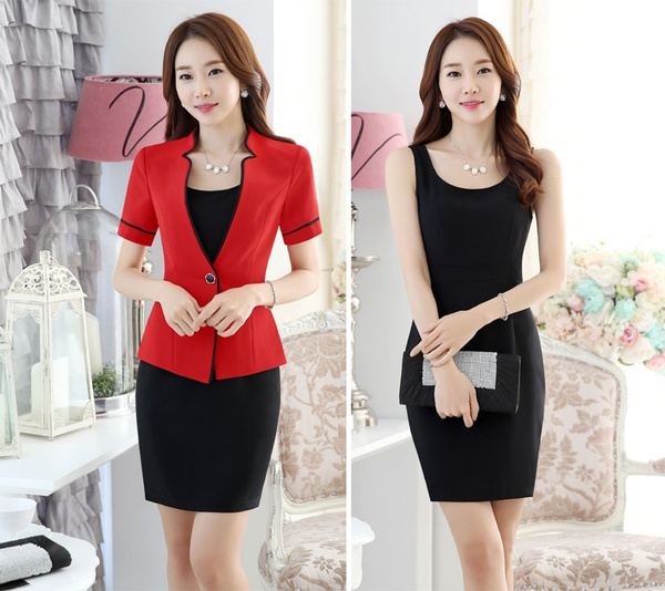 2016 Summer Fashion Office Work Suits Blazer And Dress Ladies Uniforms ...