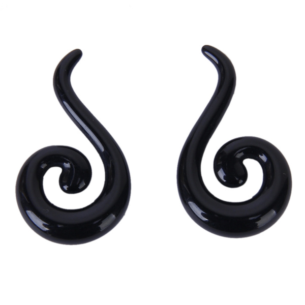00g Black Acrylic Serpentine Ear Spiral Plug Tunnel Ear Plug Body ...