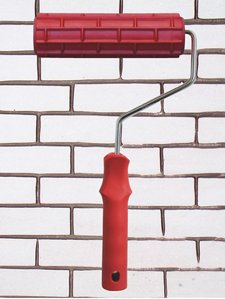 Brick Pattern Paint Roller with Handle DIY Wall Decoration 7 Inch Red ...