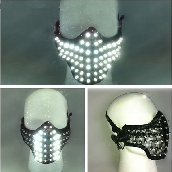 LED Glowing Light Masks Hero Face Guard PVC Masquerade Party Halloween ...