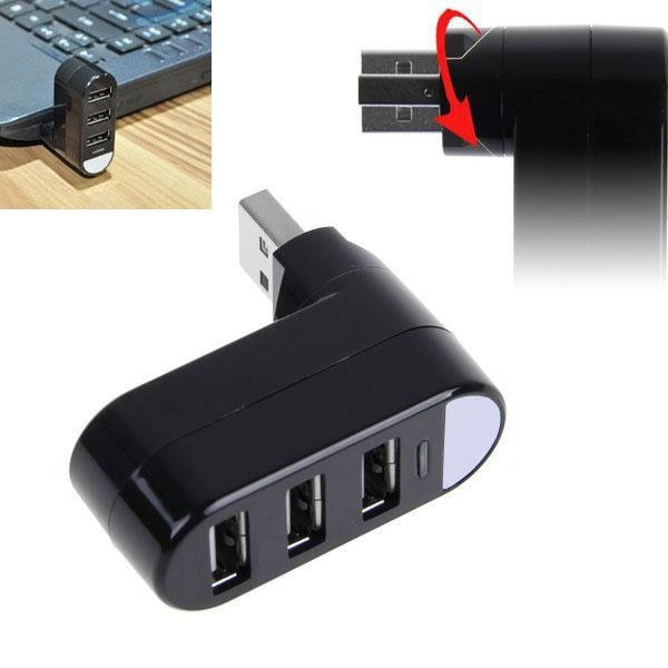 Mini 3 Ports USB 2.0 Rotate HUB Adapter For PC Desktop Laptop Notebook ...
