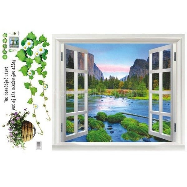 3D Window View Removable PVC Wall Sticker Landscape Decal Decor Mural ...