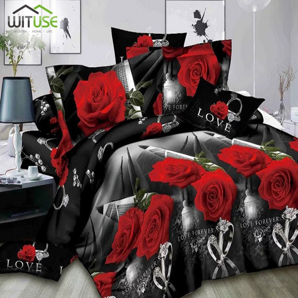 Charming Iris Flower Print 4pcs Queen Size 3d Duvet Cover Bedding Sheet ...