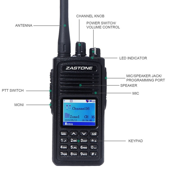 Zastone D900 5W 400-480MHz Digital Walkie Talkie DMR Two Way Radio ...