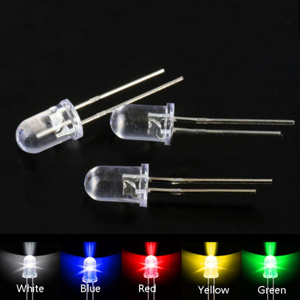 100pcs NEW LED Diodes Assortment Kit Water Clear Red Green Blue Yellow ...