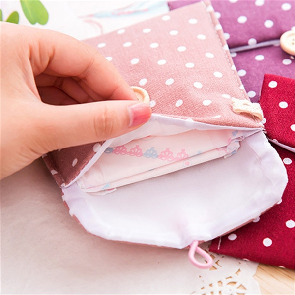 New Polka Dot Cotton Sanitary Napkins Admission Package,bag Storage Box ...