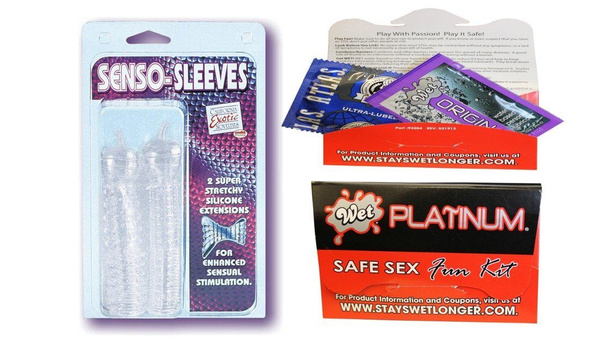 Bundle Package 1 Senso Sleeves Clear And 1 Wet Safe Sex Kit With