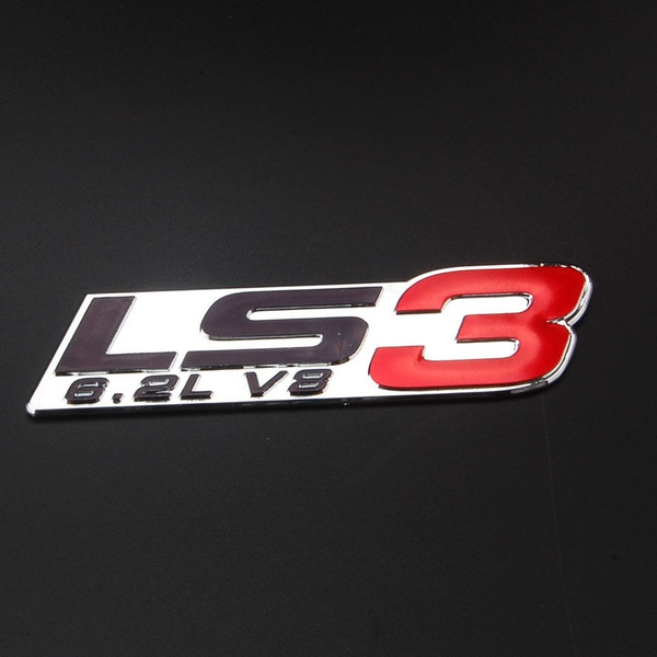 Car ABS LS3 6.2L V8 Red Silver Fender Emblem Badge Fit for Chevrolet ...