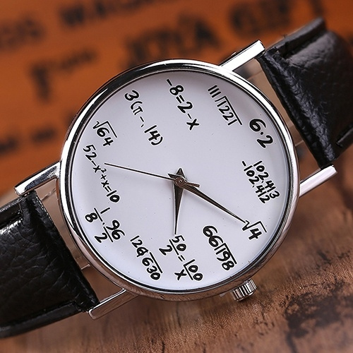 High Quality Student's Math Formula Equation Dial Faux Leather Quartz ...
