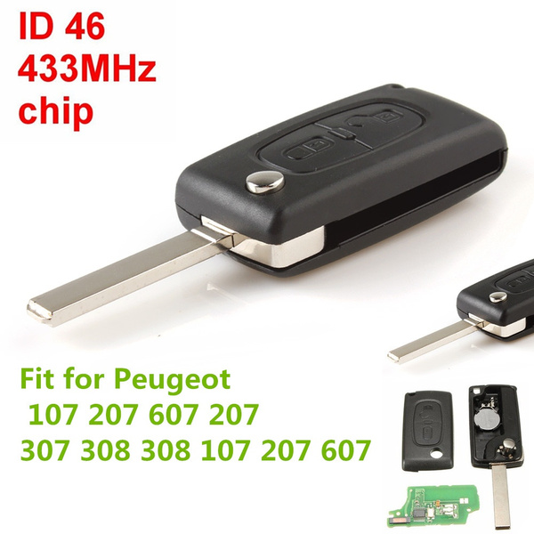 433MHz 2 Buttons Remote Key with ID46 chip Fit for Peugeot 107 207 607 ...