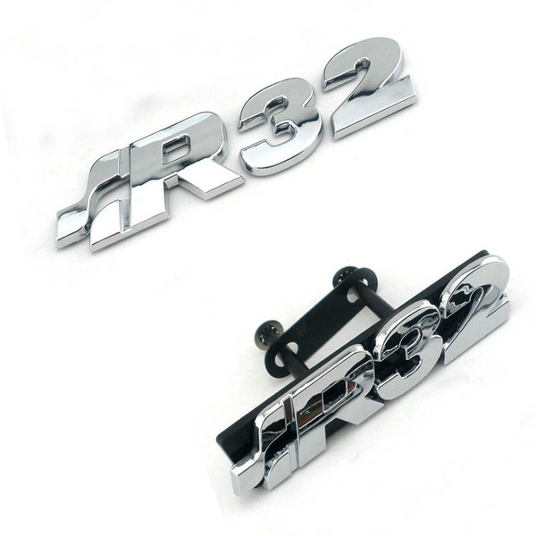 2PC R32 Chrome Emblem for VW Golf R32 Car Grill Grille Front Rear Badge ...