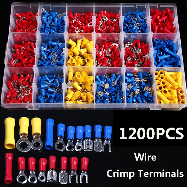 1200PCS Assorted Crimp Terminals Set Kits Insulated Electrical Wiring ...