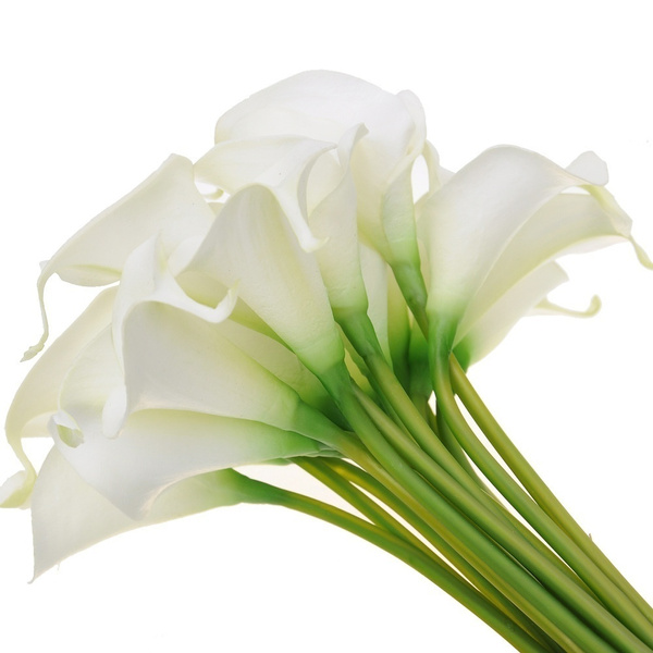 Newest Artificial Fake Ivory Calla Lilies Flowers Home Decor Color ...