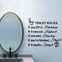 Toilet Rules Bathroom Toilet Wall Sticker Vinyl Art Decals DIY Home ...