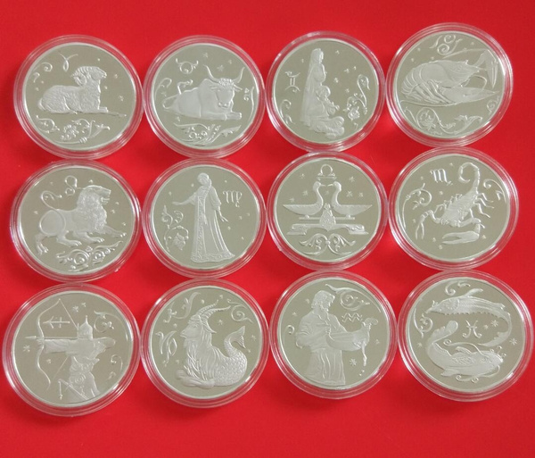 Twelve constellation full set of silver commemorative medals 1pcs ...