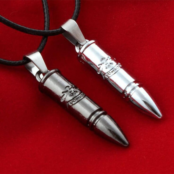 New Fashion Men Titanium Steel Metallic Bullet Pendant Necklace Chain ...