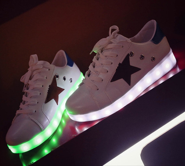 Boy Girl RGB LED Light Up Shoelace Casual Sportswear Couples Luminous ...
