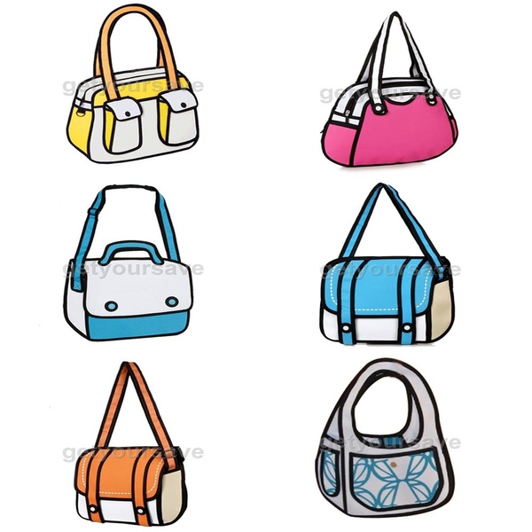 3D Jump Style 2D Drawing From Cartoon Paper Bag Comic Messenger Bag 6 ...