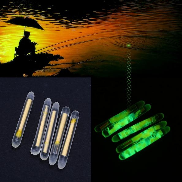 20Pcs Fishing Float Fluorescent Light Night Clip On Dark Glow Stick Set ...