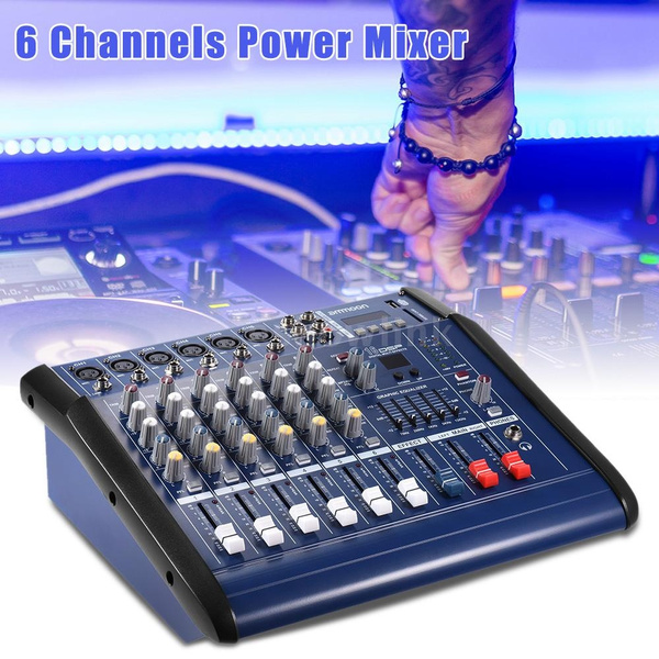 Compact Design 6 Channels Digital Mic Line Audio Mixing Console Power ...