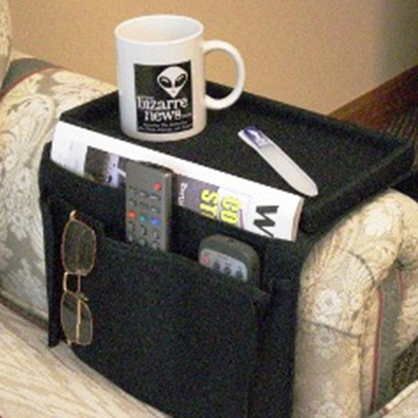 6 Pocket Couch Chair Sofa Arm Rest Organizer Remote Control Holder Bag ...