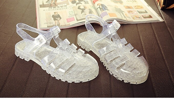 new sandals for women retro thick with transparent crystal with flat ...