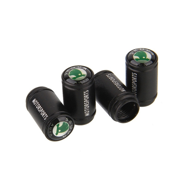 Skoda Logo Black Aluminum Alloy Polish Car Wheel Tire Valve Caps Auto ...