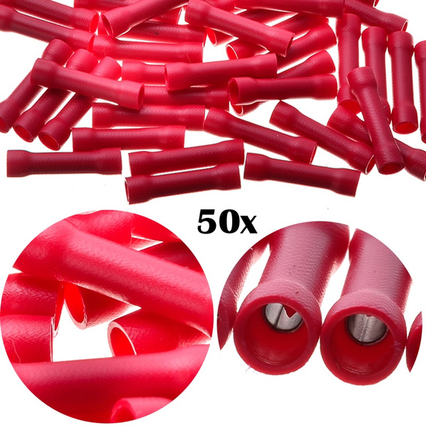 50PCS Electrical Wire Crimp Butt Connectors Insulated Waterproof Terminals 22-18AWG / 16-14AWG ...