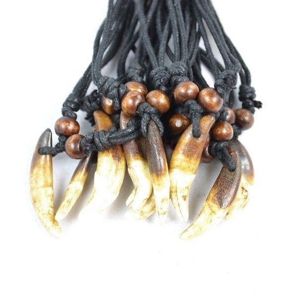 10PCS/ Wholesale Lots Dark Brown Tribal Design Wolf Tooth Charm Lady ...