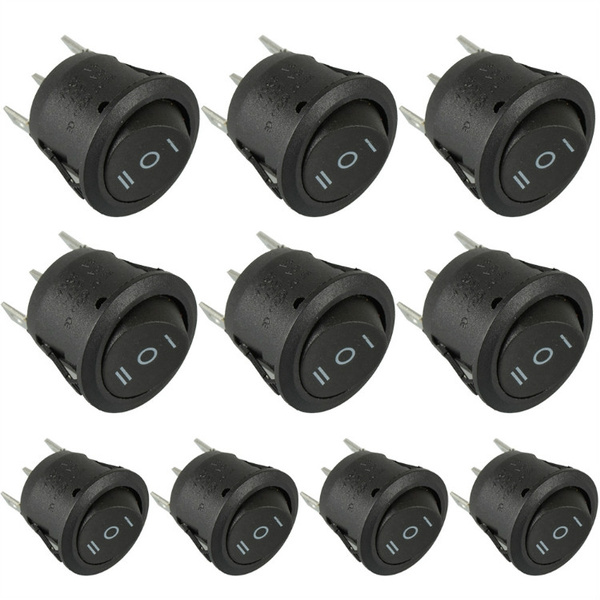 10Pcs ON/OFF/ON 3 Position SPDT Round Boat Rocker Switch 6A/250V 10A ...