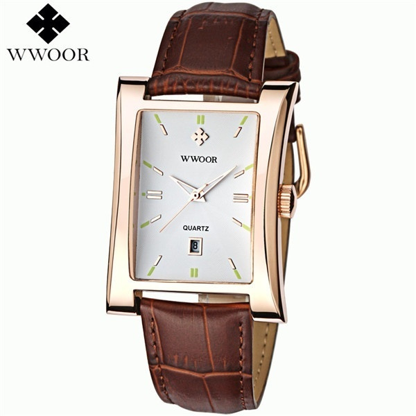 WWOOR Brand Quartz Watch Square Dial Luminous Sports Wrist Watch ...
