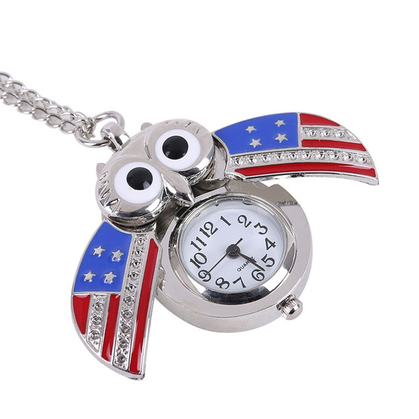 The small pocket watch American flag silver watch PoPeyes cute trumpet ...