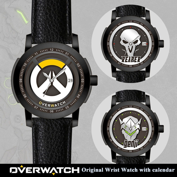 OW Overwatch Game Quartz Wrist Watch Genji Reaper PU Waterproof Double ...