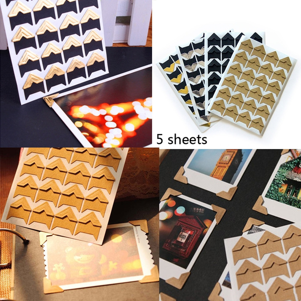 5 Sheets Vintage Retro DIY Corner kraft Paper Stickers Scrapbooking ...