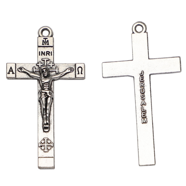 100pcs of Antique Silver Jerusalem INRI Rosary Necklace Crucifix Cross ...