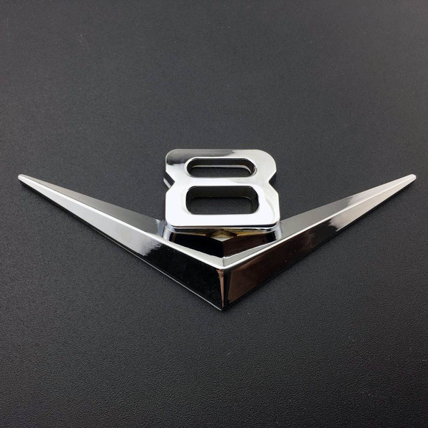 Auto Car Rear Silver V8 Logo Chrome Metal Emblem Badge Decal Sticker ...