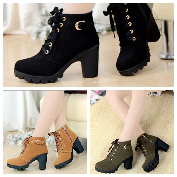 2016 New Autumn Winter Women Boots High Quality Solid Lace-up European ...