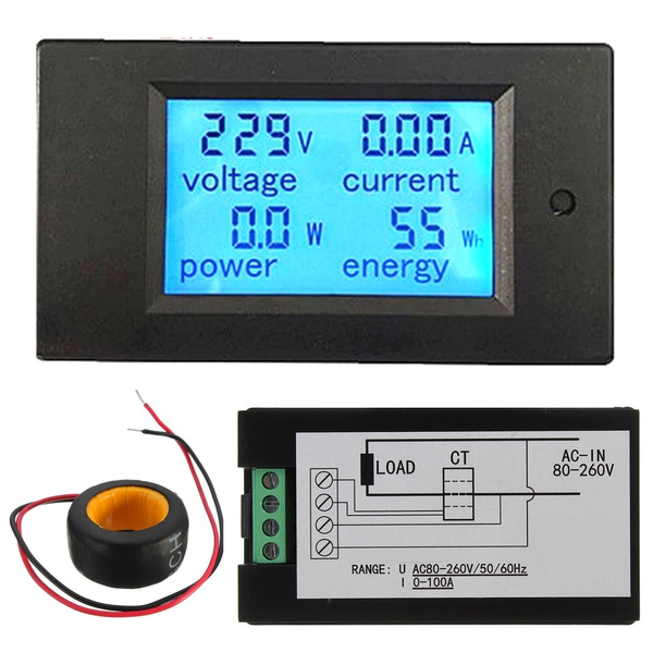 100A Power Multimeter LCD Digital Current Voltage Power Energy Meter ...