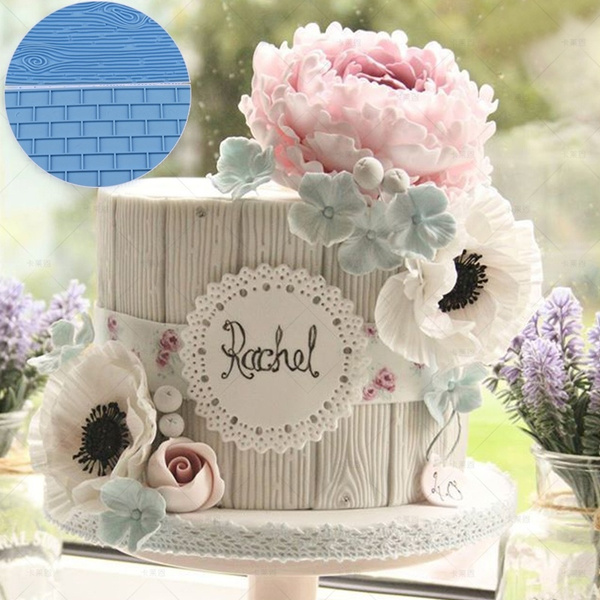 2x Cake Embossers Wall Wood Icing Impression Fondant Brick Printing FLF ...