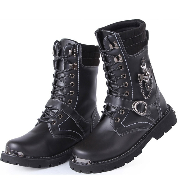 FISHYY Men's Cool Metal Knight Boots Punk Style Long Boots | Wish