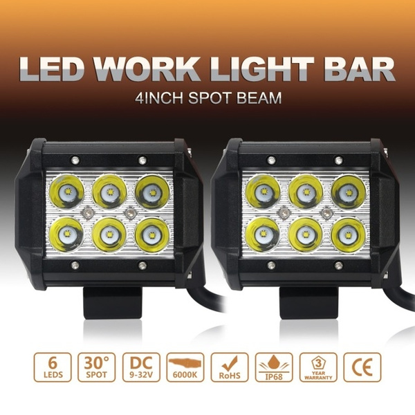 2PCS 18W LED Work Light Bar Spot Beam 4x4 Led Offroad Light Bar 12V/24V Truck SUV ATV Motorcycle ...