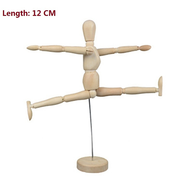 12cm Artist Movable Limbs Male Wooden Figure Model Mannequin Art Sketch ...