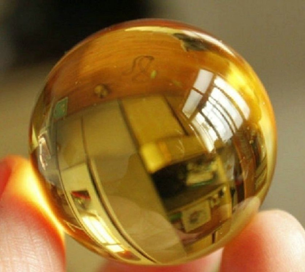 Asian Rare Natural Quartz Yellow Magic Crystal Healing Ball Sphere 40mm ...